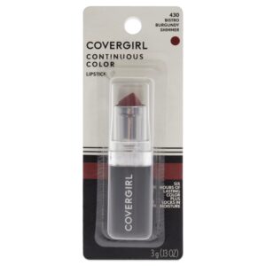 covergirl continuous color lipstick - 430 bistro burgundy lipstick women 0.13 oz