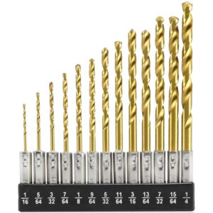 neiko 12008a 1/4" quick change drill bit set | 13 piece | 1/16" - 1/4" | hex shank | cobalt coated hss | for quick release chucks on power drills