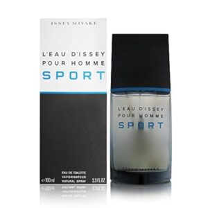 issey miyake eau de toilette spray, l'eau d'issey pour homme sport, 3.3 ounce