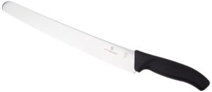 victorinox swiss classic, pastry knife, extra sharp blade, wavy edge, 26 cm, plastic handle, stainless steel, black