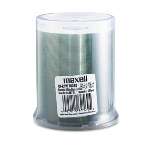 maxell cd-r discs 700mb/80 min 48x spindle printable matte white 100/pack max648720