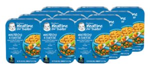 gerber mealtime for toddler macaroni & cheese with side of seasoned peas & carrots, made with real cheddar cheese & farm grown veggies (6.6 ounce (pack of 12))