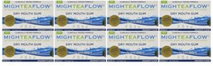 mighteaflow dry mouth gum w/xylitol - spearmint - case of 8 packs (80 pieces), clinically tested, naturally stimulates own saliva, helps reduce bad bacteria & freshens breath