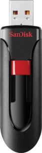 sandisk cruzer glide usb flash drive, 64 gb, black/red (sdcz60-064g-a46)