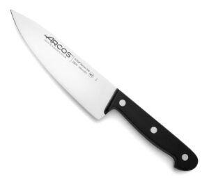 arcos chef knife 6 inch stainless steel. cooking knife to cut and peel small food. ergonomic polyoxymethylene handle and 155mm blade. series universal. color black