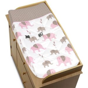 pink and brown mod elephant baby changing pad cover by sweet jojo designs