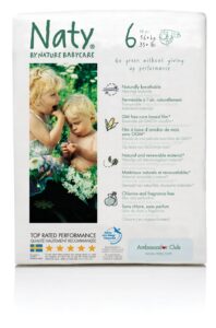 naty chlorine-free eco diapers size 6, 18 count (pack of 3) = 54 total diapers