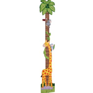 fantasy fields - sunny safari animals thematic kids wooden growth chart | imagination inspiring hand painted details