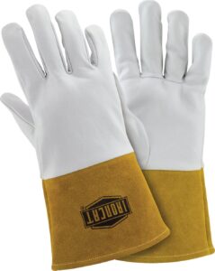 ironcat 6141 kidskin tig welding gloves – medium, kevlar thread welding gloves with 4 in. gold cuff, straight thumb, natural