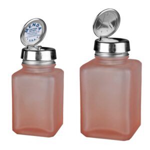 menda mda-4445 4oz pure touch and 6oz one touch square frosted glass bottles kit with stainless steel closure, pink