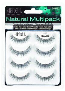 ardell natural false eyelashes multipack 110 black - comfortable strip lashes for everyday wear, 4 pairs x 1 pack