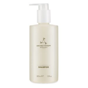 aromatherapy associates shampoo. luxurious haircare for healthy hair and scalp. made with ylang yang, geranium and patchouli essential oils for all hair types (10 fl oz)