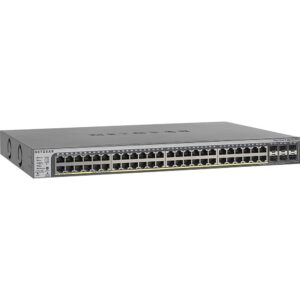 netgear gs752tpsb-100nas 52-port smart managed pro stackable switch, 48gbe poe/poe+, 384w, 6 sfp+, prosafe lifetime protection (gs752tpsb)