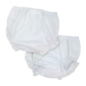 i.c. collections baby girls white double seat diaper cover bloomers, size l