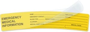 smartsign emergency medical information hard hat label | 1.25" x 6" self-laminating, pack of 5