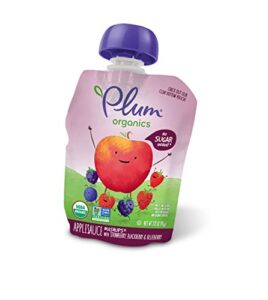 plum organics, smoothie mashups, organic on-the-go squeeze kids snacks, applesauce, stawberry, blackberry & blueberry, 3.17 ounce (pack of 24) - packaging may vary