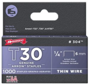 arrow fastener 1/4 in. l x 3/8 in. w steel narrow crown thin wire staples 22 ga. 1000 pk