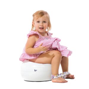 joovy loo potty training toilet featuring splash guard, removable inner bowl, non-slip base, and low anti-tipping profile - bpa, pvc & phthalate free - white