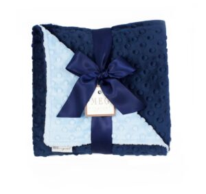 meg original navy blue & baby blue minky dot baby boy blanket