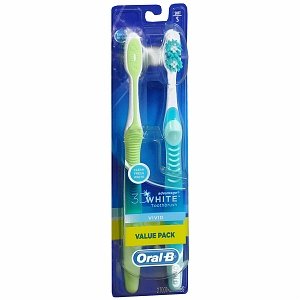 oral-b advantage 3d white vivid toothbrush, twin pack, soft, 1 ea