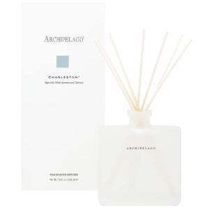 archipelago botanicals charleston reed diffuser, home fragrance reed diffuser, includes fragrance oil, frosted glass vessel & 10 diffuser reeds, perfect for home, office or gift, 7.6 fl oz