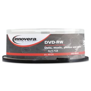 innovera 46848 dvd-rw discs 4.7gb 4x spindle silver 25/pack