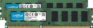 crucial 16gb kit (8gbx2) ddr3/ddr3l 1600 mt/s (pc3-12800) dr x8 ecc udimm 240-pin memory - ct2kit102472bd160b