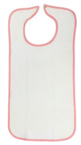 white washable adult bib-terry cloth with snap closure (white)