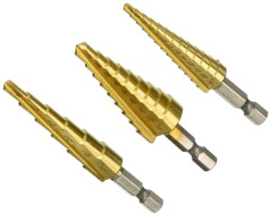 titan tools tit16503 step drill set, 3 piece (3 piece step drill set)