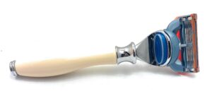 g.b.s 5 blade faux fusion compatible razor with chrome, ivory