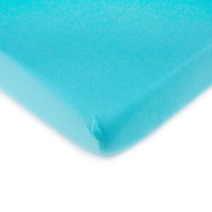 sheetworld fitted 100% cotton jersey pack n play sheet fits graco 27 x 39, solid aqua, made in usa