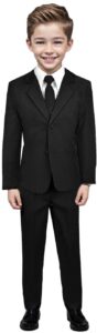 black n bianco boys suit with tie for toddlers and infants. (x-large 18-24 months, black)