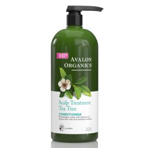 avalon organics scalp treatment tea tree conditioner, encourages scalp well-being and leaves hair soft, 32 fluid ounces