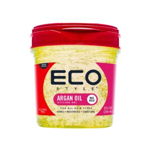 eco style moroccan argan oil styling gel - promotes healthy hair - nourishes and repairs - delivers long lasting shine - provides maximum hold and helps tame frizz - ideal for all hair - 8 oz