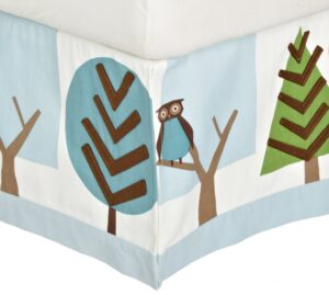 dwellstudio patterned canvas crib skirt, owls sky