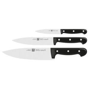 zwilling twin chef knife set, steel, silver/black, 3-piece