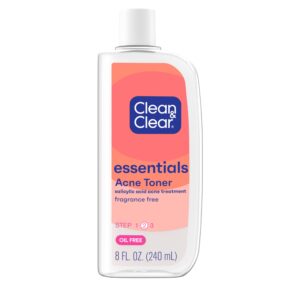 clean & clear essentials oil-free deep cleaning face astringent with 2% salicylic acid acne medication for all skin types, facial astringent to treat & help prevent pimples, 8 fl. oz