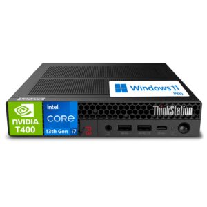 lenovo thinkstation p3 tiny intel i7-14700t, 16gb ddr5, 512gb nvme, t400 4gb graphics, wifi 6 + bt, rj-45, 3x minidp, dp port, hdmi (5 monitor max), win 11 pro, 3yr, business desktop