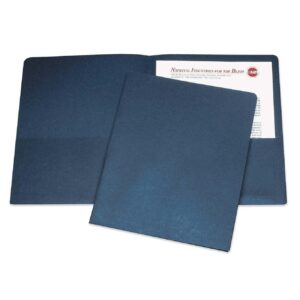 skilcraft 5058345 double pocket portfolio, letter size, dark blue, pack of 25