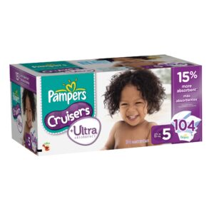 pampers cruisers ultra diapers, size 5, 104 count