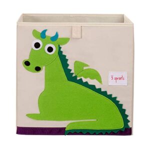 3 sprouts toy storage organizer: toy box cube organizer for playroom, nursery - foldable storage bin - dragon