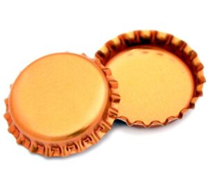 50 orange metallic bottle caps shiny colors craft linerless