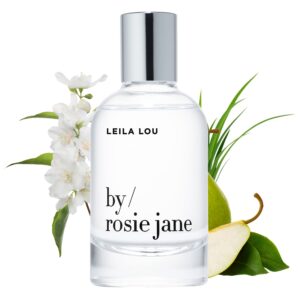 by rosie jane eau de parfum spray (leila lou) - clean fragrance for women - essential oil mist with notes of jasmine, pear, fresh cut grass - paraben free, vegan, cruelty free, phthalate free (50ml)