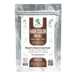 brown henna hair color for all kit | 100% all natural indigo powder hair dye & beard dye (chestnut medium brown) organic, herbal & vegan chemical & cruelty free permanent gray coverage & tinting