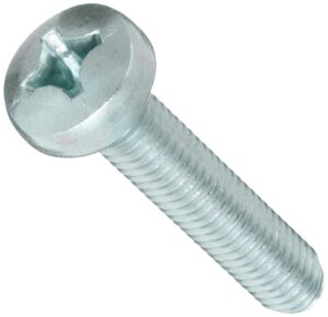 small parts steel machine screw, zinc plated finish, pan head, phillips drive, meets din 7985, 35mm length, fully threaded, m8-1.25 metric coarse threads (pack of 10)