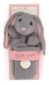 apple park picnic pals - bunny blankie, blanket baby toy for newborns, infants, toddlers - hypoallergenic, 100% organic cotton