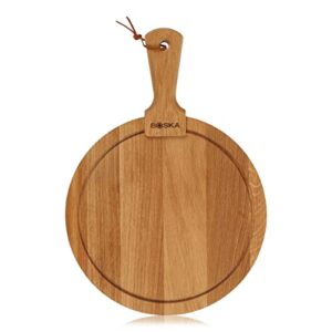 boska wooden serving cheese round board - holland life best for cheese, tapas, bread, and desserts presentation - board slab with non-slip feet - cutting and charcuterie board