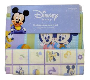 disney baby 3-piece acessory set: flannel receiving blanket, crib dust ruffel & diaper stacker