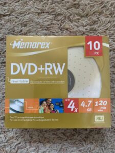 memorex dvd+rw rewritable disks 120 min of video 4.7 gb boxed 10/pack