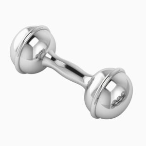 krysaliis sterling silver dumbbell rattle for newborn baby boy and baby girl | non-tarnishing | durable | and custom engravable gift - packaged in a beautiful gift box